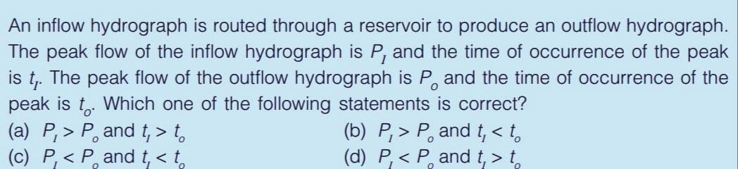 Solved An inflow hydrograph is routed through a reservoir to | Chegg.com