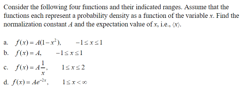 Solved Consider the following four functions and their | Chegg.com