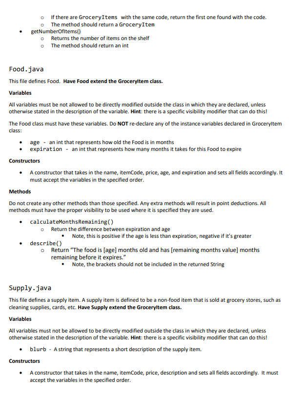 Solved Homework 06 - Grocery Store Problem Description | Chegg.com