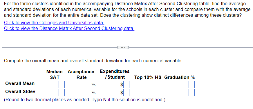 Solved For the three clusters identified in the accompanying | Chegg.com