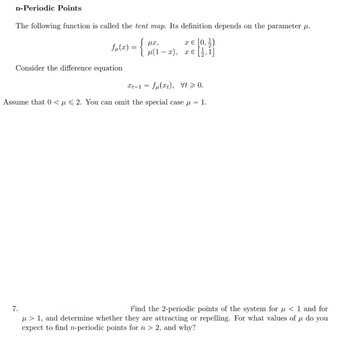 Solved The following function is called the tent map. Its | Chegg.com