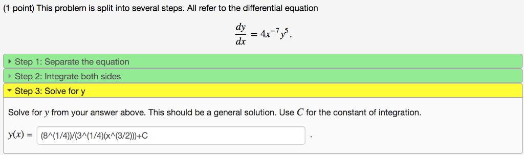 Solved (1 point) This problem is split into several steps. | Chegg.com