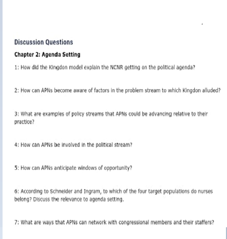Discussion Questions Chapter 2: Agenda Setting 1: How | Chegg.com