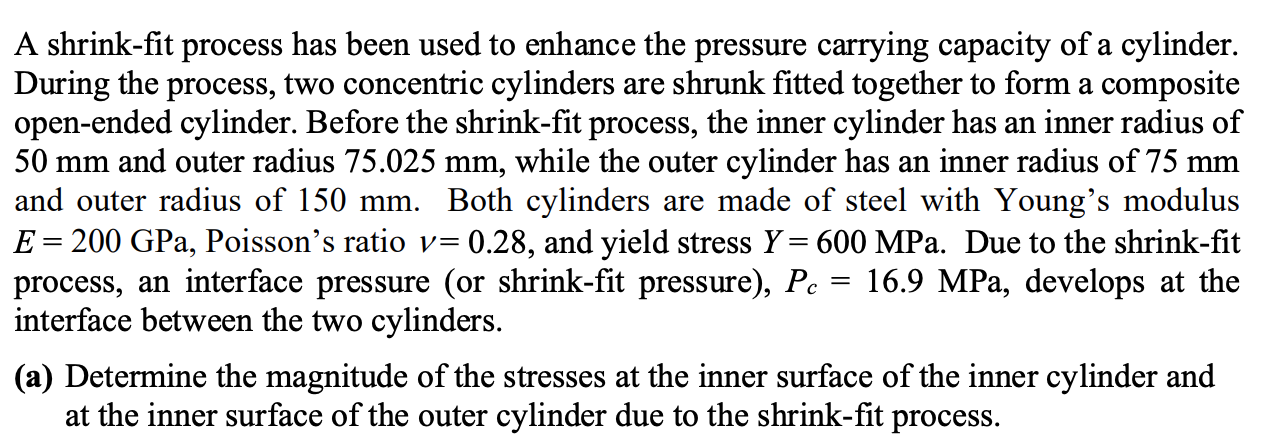 Solved A shrink-fit process has been used to enhance the | Chegg.com