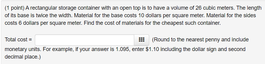 Solved A rectangular storage container with an open top is | Chegg.com
