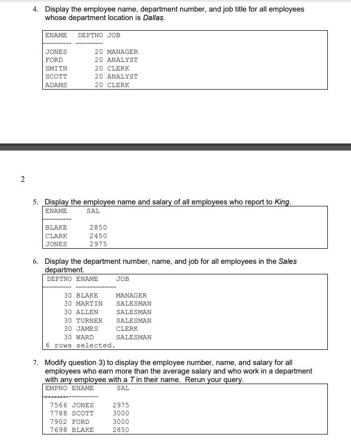 Solved DROP TABLE employee; DROP TABLE department; Create | Chegg.com