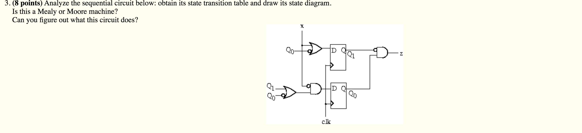 Solved 3. (8 points) Analyze the sequential circuit below: | Chegg.com