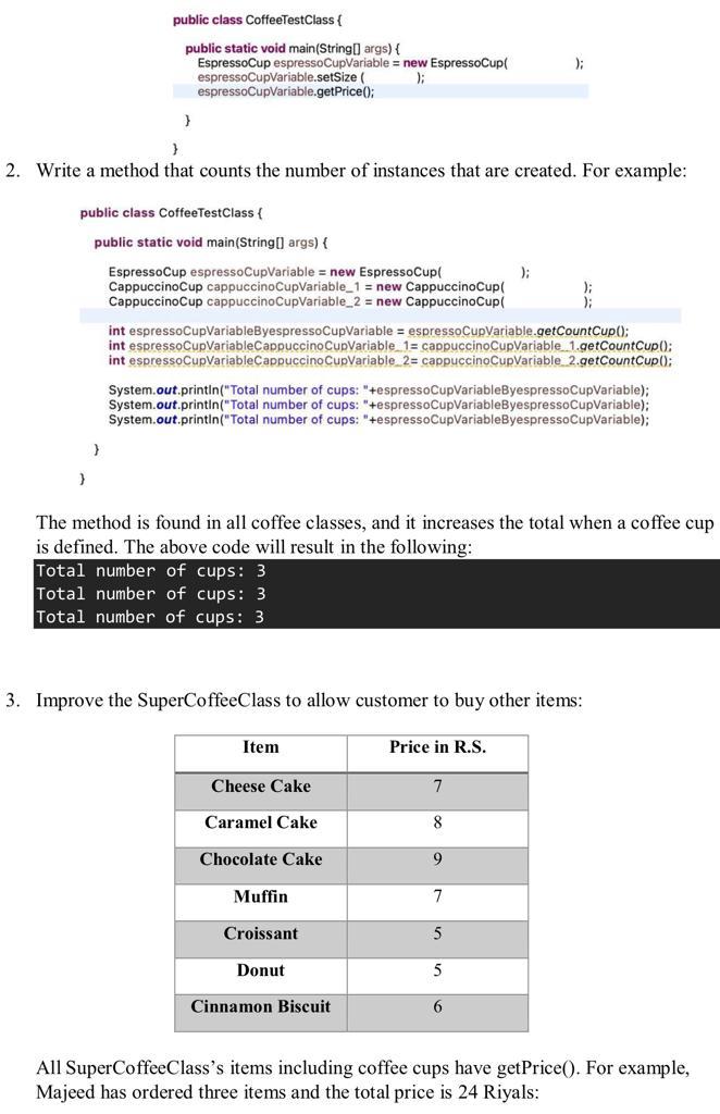 Solved Questions: 1. A coffee shop called "DrCoffeeCup" | Chegg.com