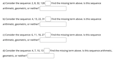 Solved Find the missing term above. Is this sequence a) | Chegg.com
