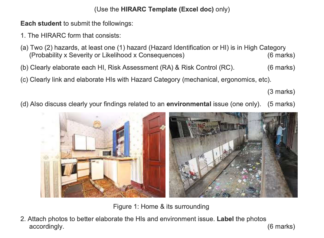 (Use the HIRARC Template (Excel doc) only) Each | Chegg.com