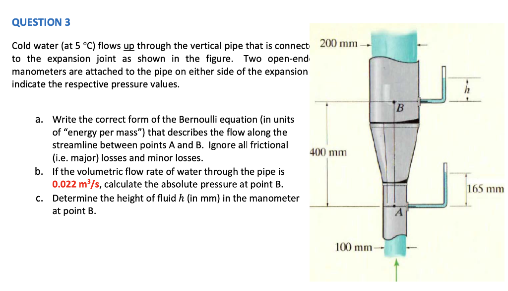 Solved Cold water (at 5∘C ) flows up through the vertical | Chegg.com