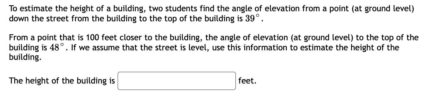 Solved To estimate the height of a building, two students | Chegg.com