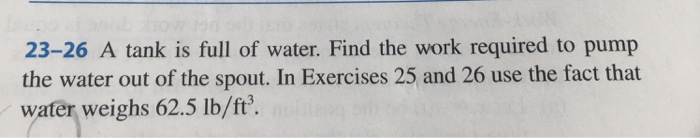 Solved 23-26 A tank is full of water. Find the work required | Chegg.com