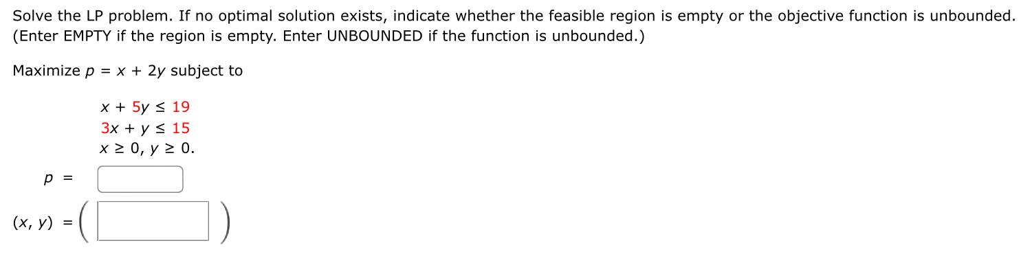 Solved Solve the LP problem. If no optimal solution exists, | Chegg.com