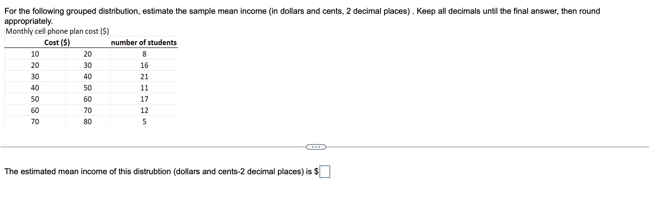 Solved For the following grouped distribution, estimate the | Chegg.com