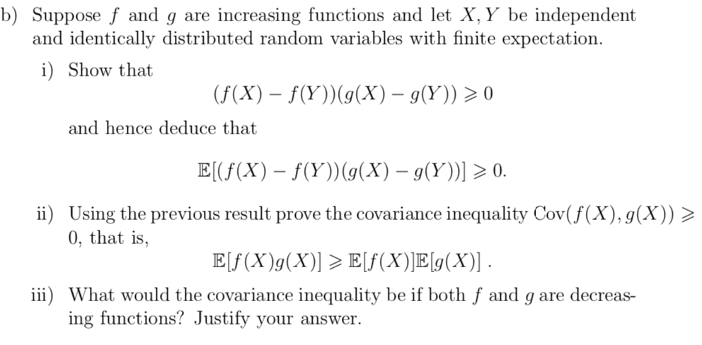 Solved b) Suppose f and g are increasing functions and let | Chegg.com