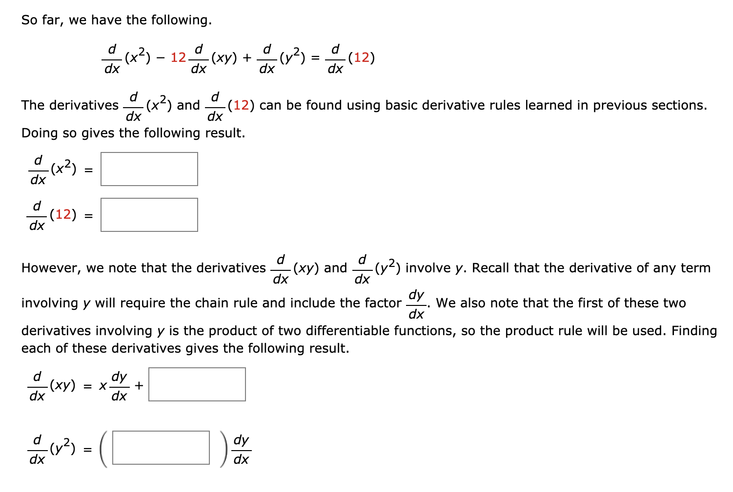 Solved So far, we have the following. &* (x2) – 12 (xx) + | Chegg.com
