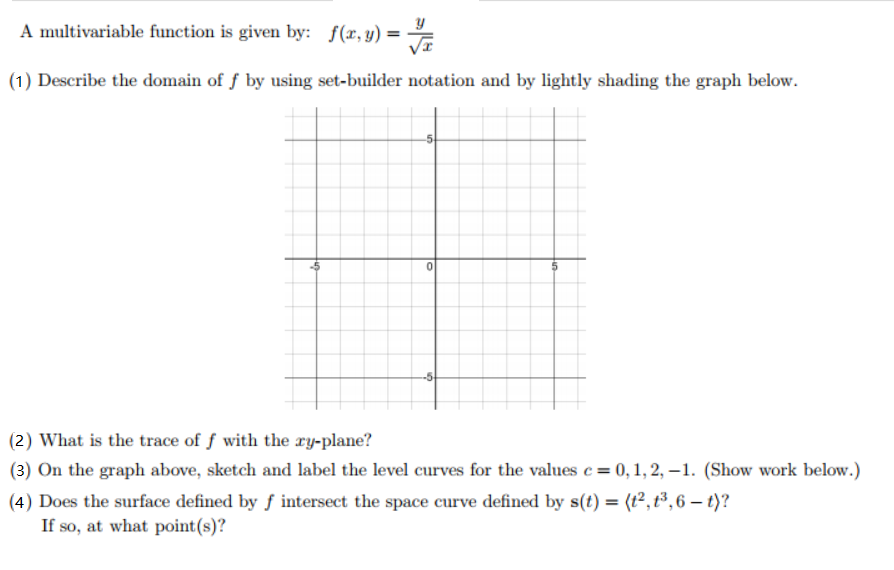 Solved A multivariable function is given by: f(x,y) = VE (1) | Chegg.com