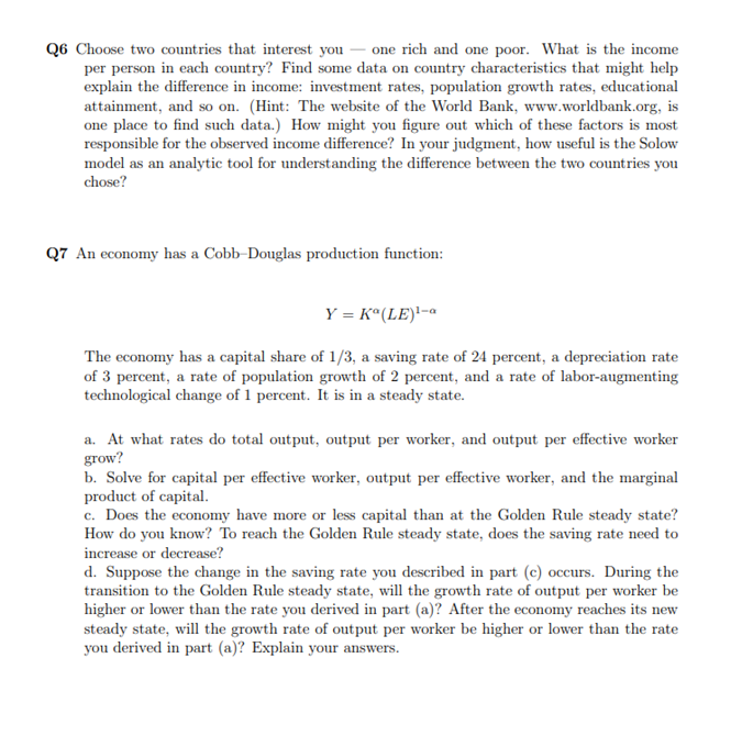 Solved Q6 Choose two countries that interest you - one rich | Chegg.com
