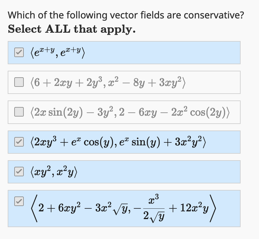 Solved Which of the following vector fields are | Chegg.com