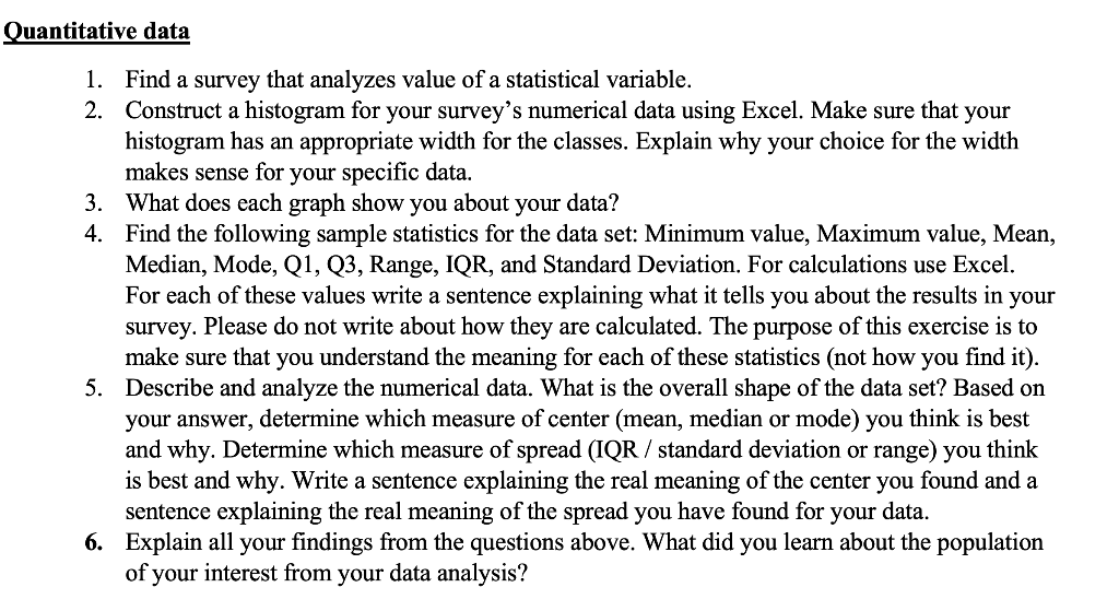 Solved Quantitative data 1. Find a survey that analyzes | Chegg.com