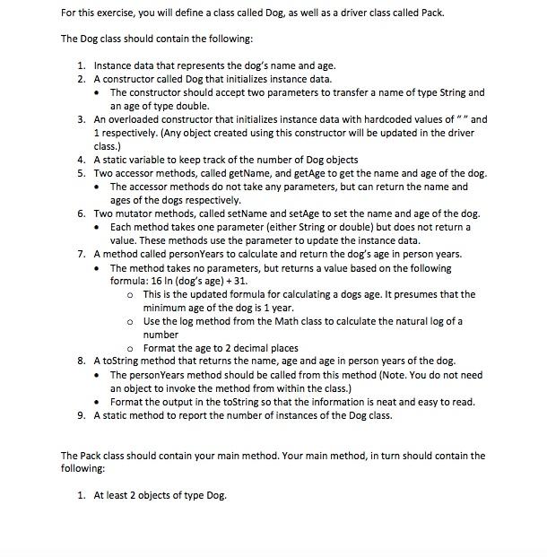 For this exercise, you will define a class called | Chegg.com