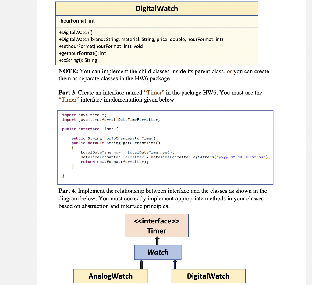 Solved Part 1. Create a new package named HW6. Create an | Chegg.com