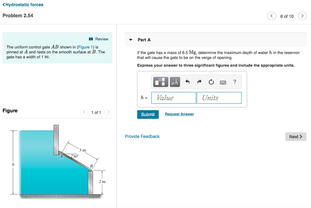 Solved Hydrostatic forces Problem 2.54 6 of 10 > Revievw | Chegg.com