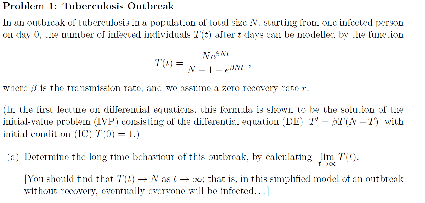 Solved Problem 1: Tuberculosis OutbreakIn an outbreak of | Chegg.com