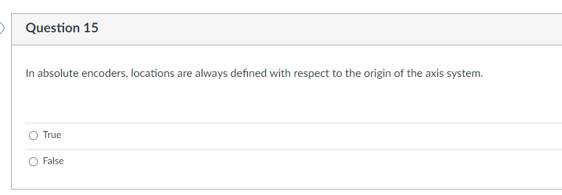 Solved > Question 15 In absolute encoders, locations are | Chegg.com