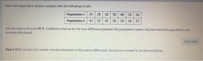 Solved Given two dependent random samples with the following | Chegg.com