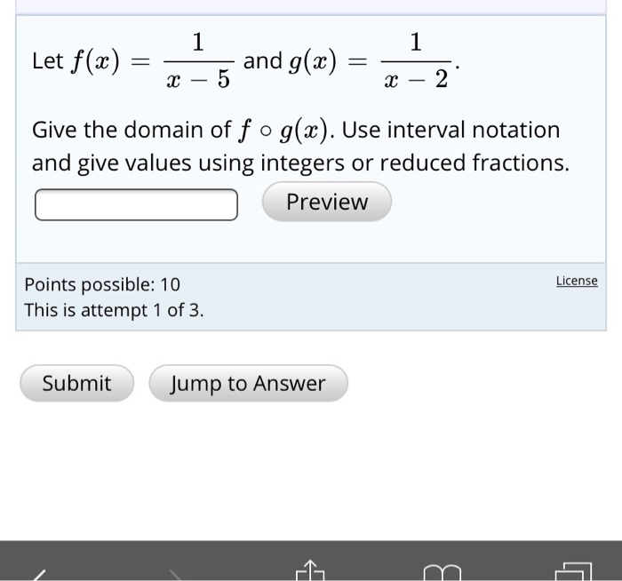 Solved Let f(x) = V56-x and g(x) x2-2. Give the domain of f | Chegg.com