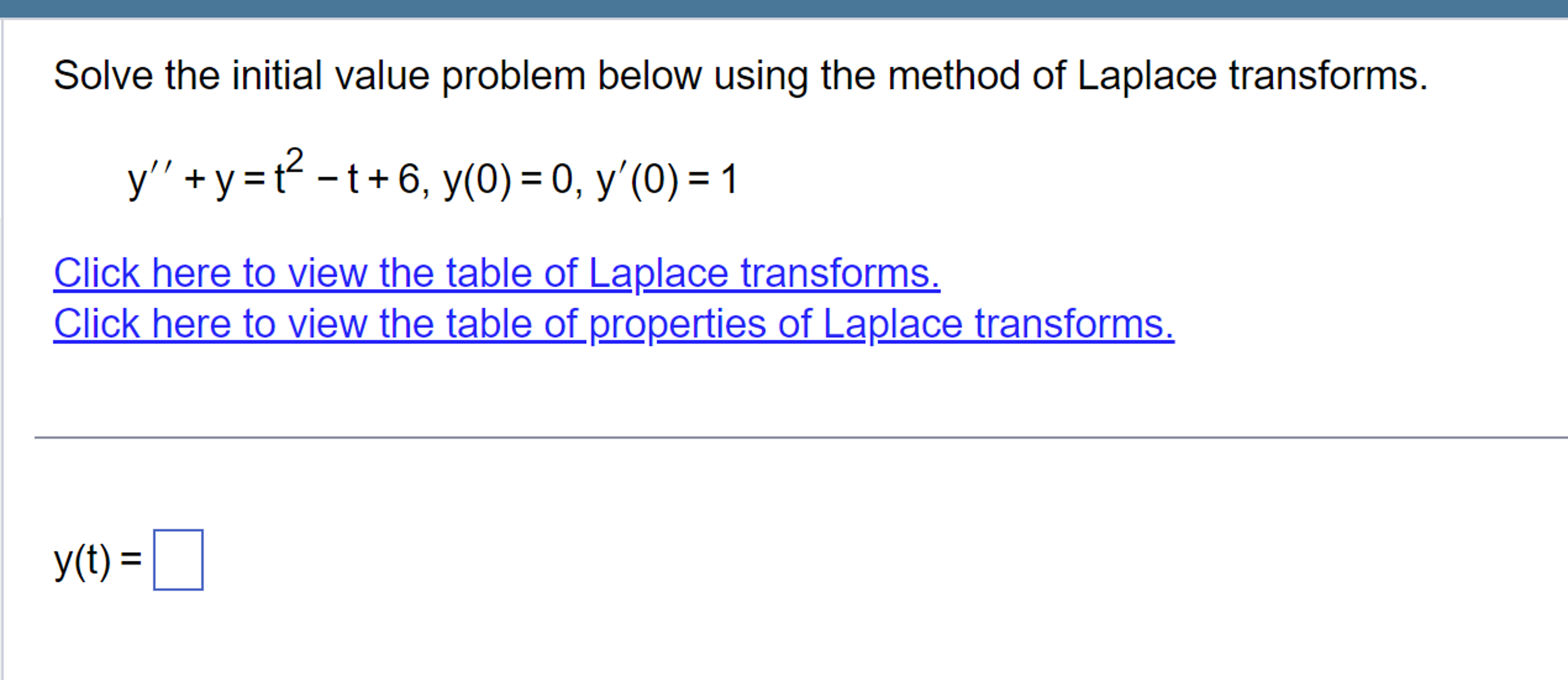 Solved Solve the initial value problem below using the | Chegg.com