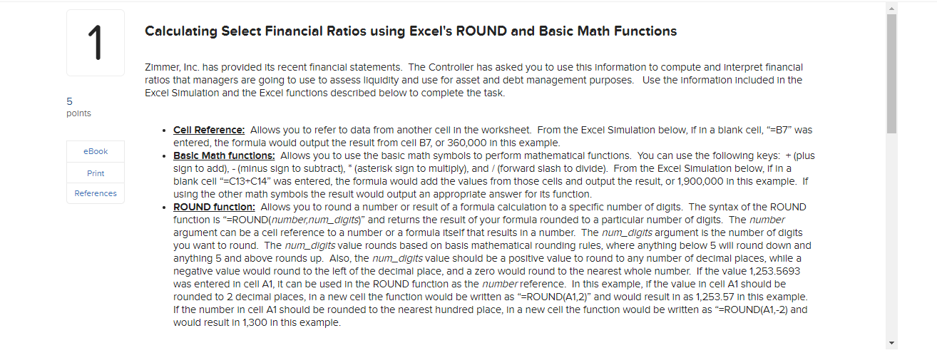 Solved Calculating Select Financial Ratios using Excel's | Chegg.com