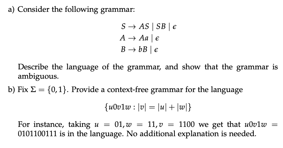 Solved a) Consider the following grammar: | Chegg.com
