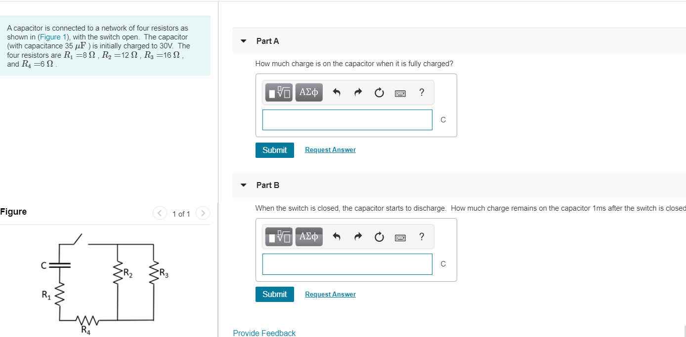 Solved - Part A A capacitor is connected to a network of | Chegg.com