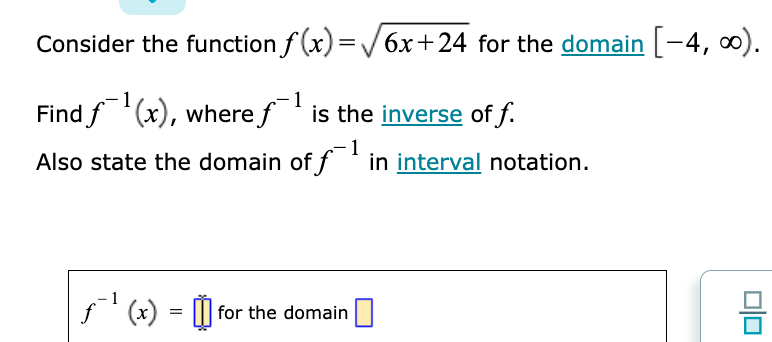 Solved Consider the function f(x)=6x+24 for the domain | Chegg.com