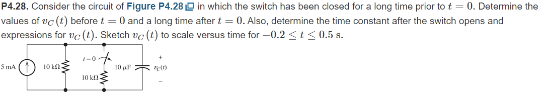 Solved P4.28. Consider the circuit of Figure P4.28 in | Chegg.com