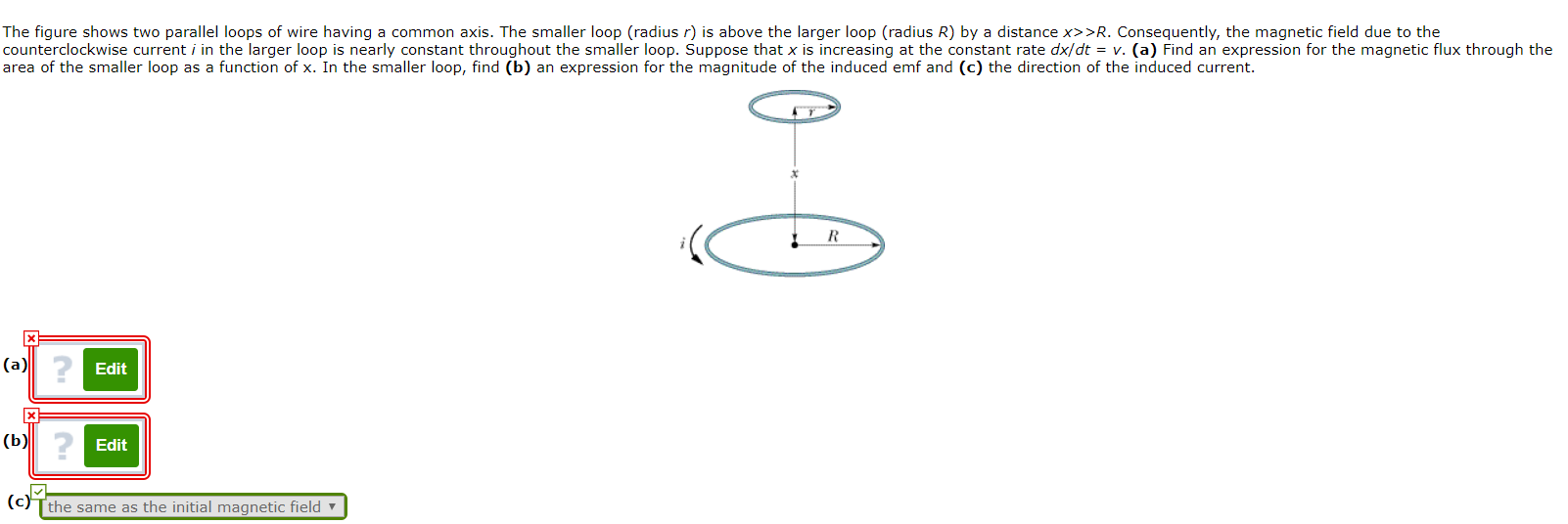 Solved The figure shows two parallel loops of wire having a | Chegg.com