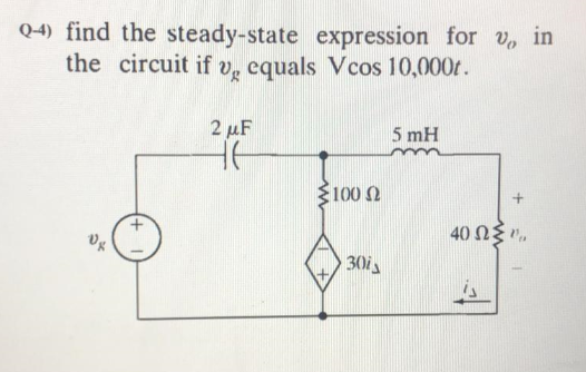 Solved Q-4) find the steady-state expression for v, in the | Chegg.com