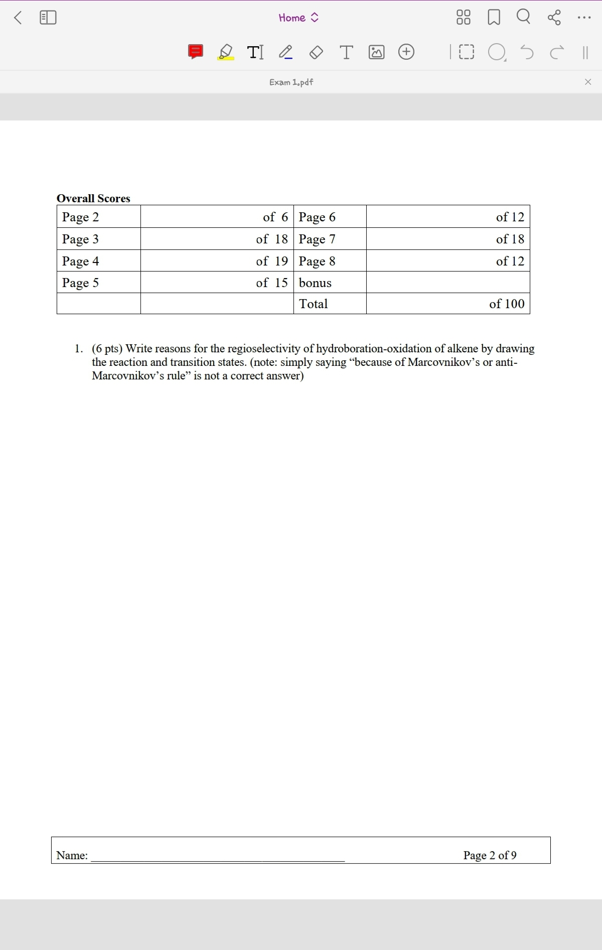 Solved 1. (6 pts) Write reasons for the regioselectivity of | Chegg.com