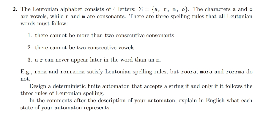 Solved 2. The Leutonian alphabet consists of 4 letters: | Chegg.com
