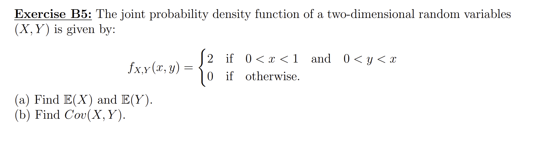 Solved Exercise B5: The joint probability density function | Chegg.com