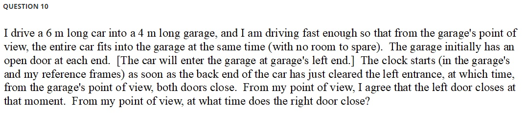 Solved Please show work It is based on relativity so the car | Chegg.com