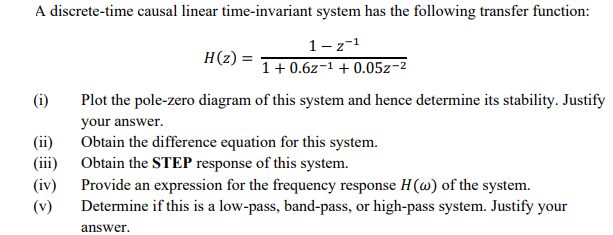 Solved A discrete-time causal linear time-invariant system | Chegg.com