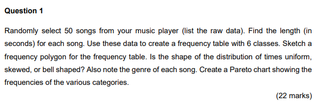 Solved Randomly select 50 songs from your music player (list | Chegg.com