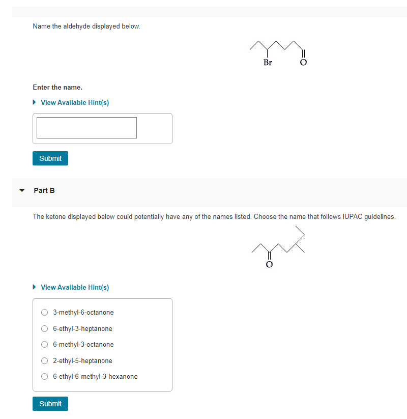Solved Name the aldehyde displayed below. Br Enter the name. | Chegg.com