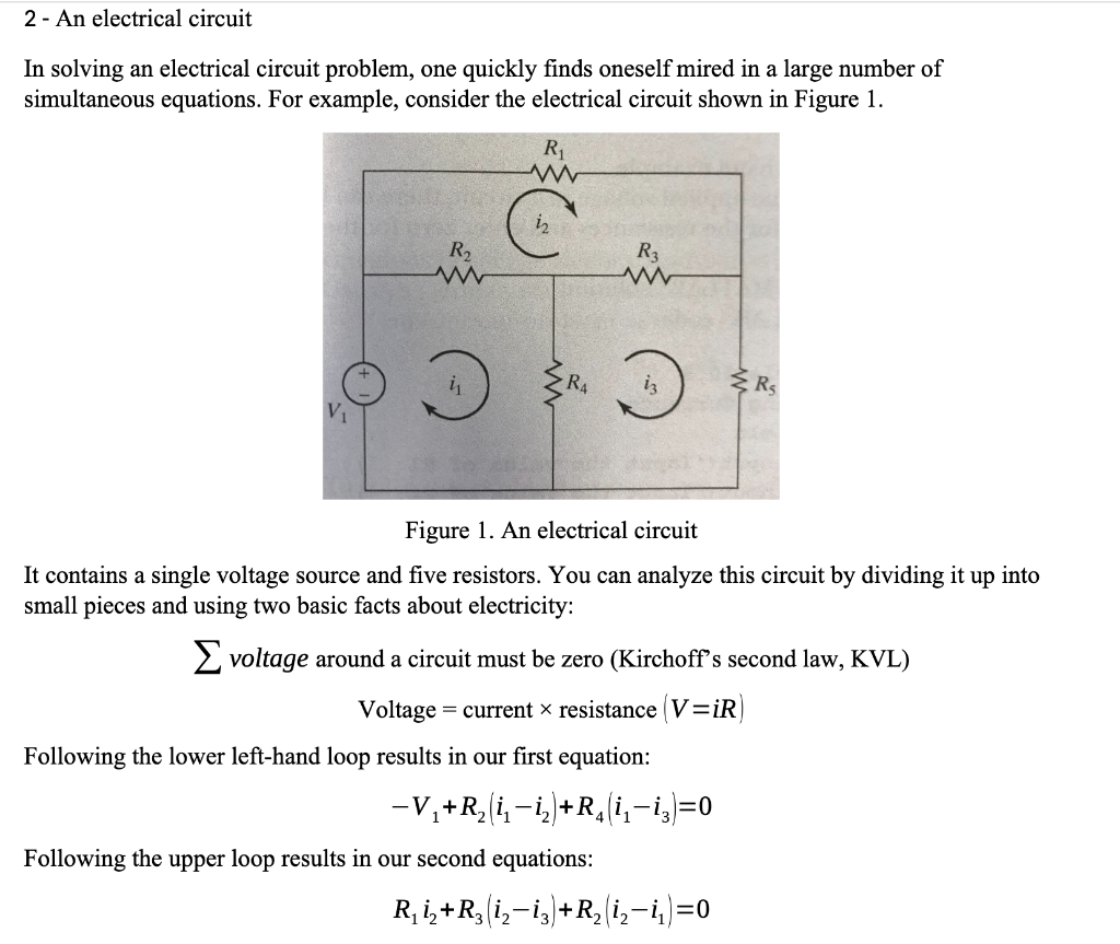 Solved 2 - An electrical circuit In solving an electrical | Chegg.com Solved 2 - An electrical circuit In solving an electrical | Chegg.com