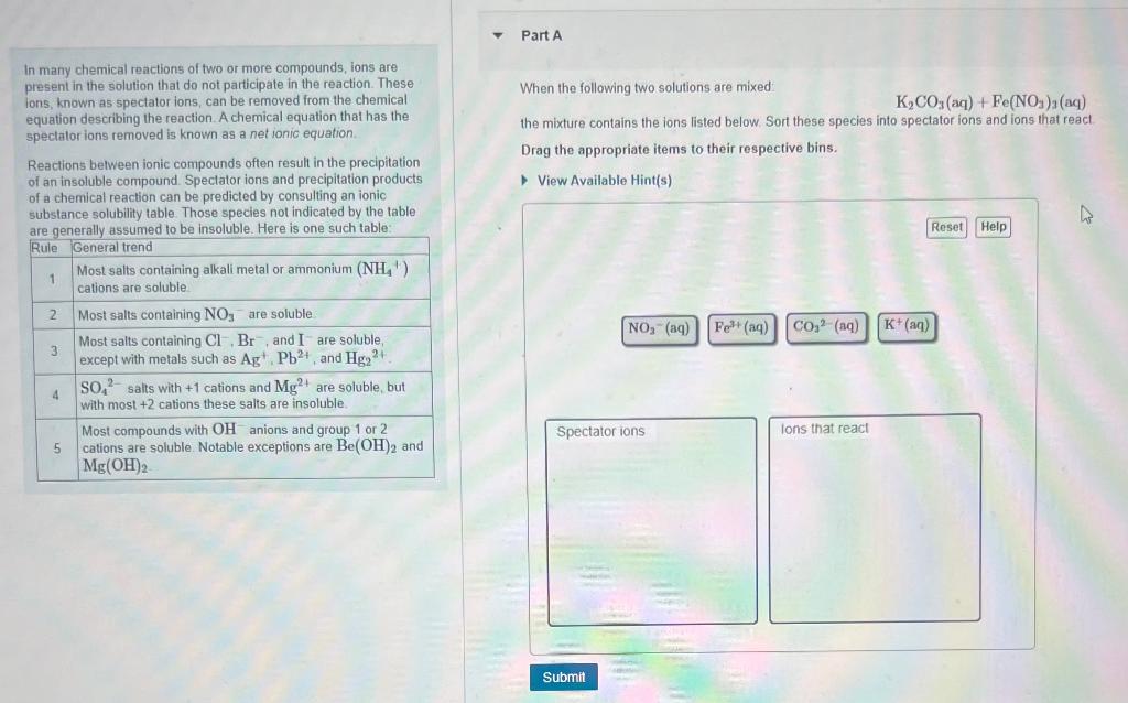 [Solved]: Part A In many chemical reactions of two or mo