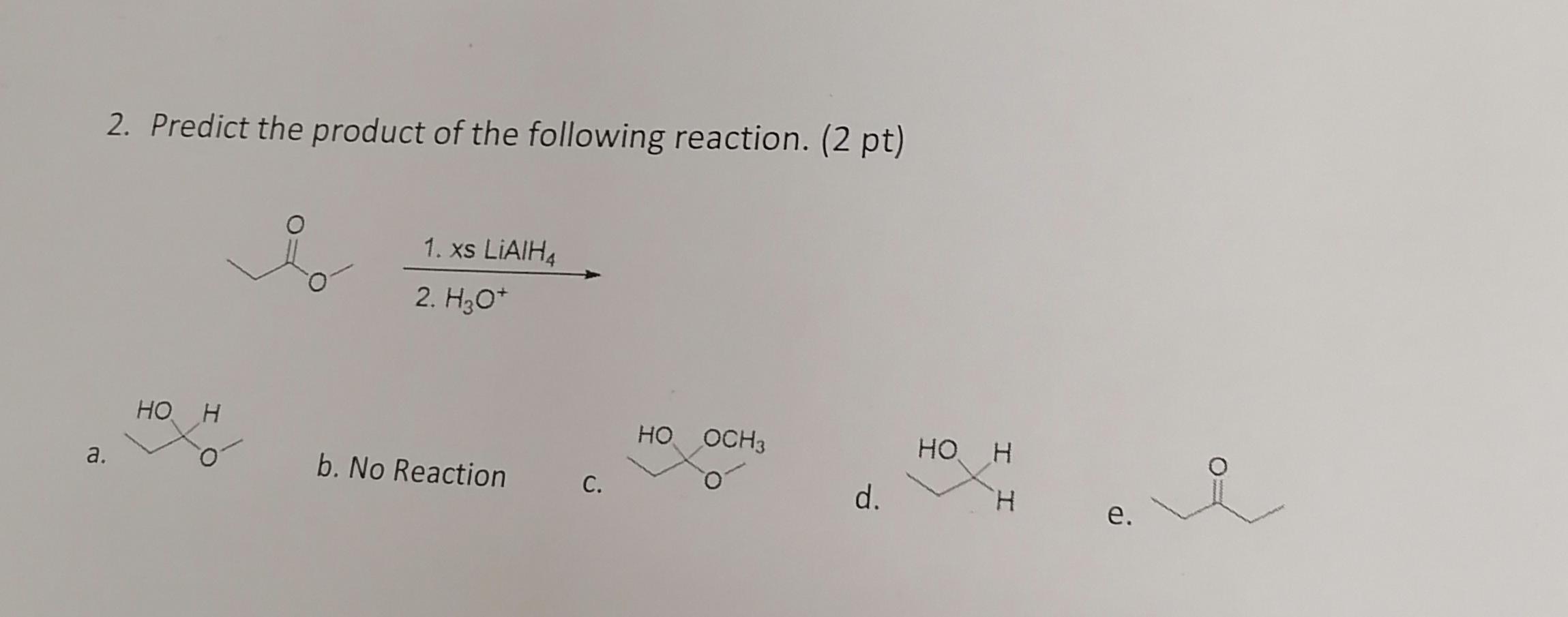 Solved 2. Predict the product of the following reaction. | Chegg.com